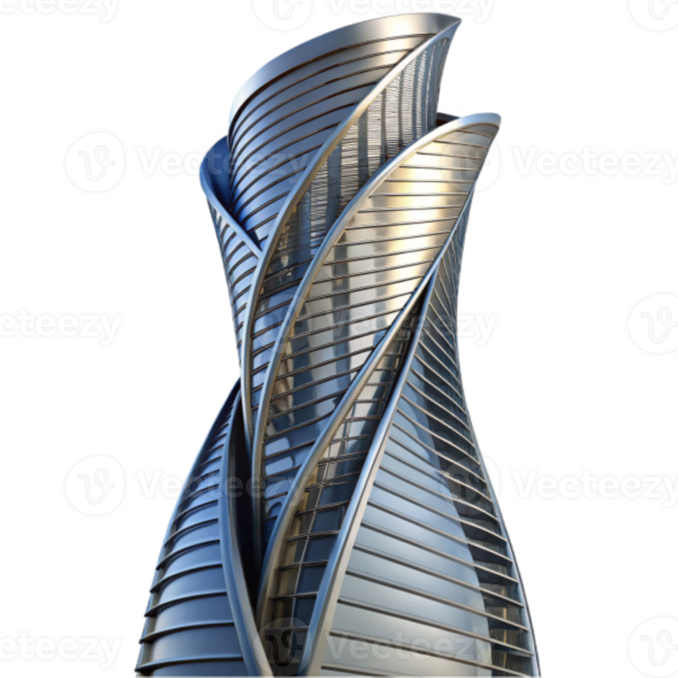Futuristic Metal Tower 3d Render Sleek Architectural Design Modern Building Illustration