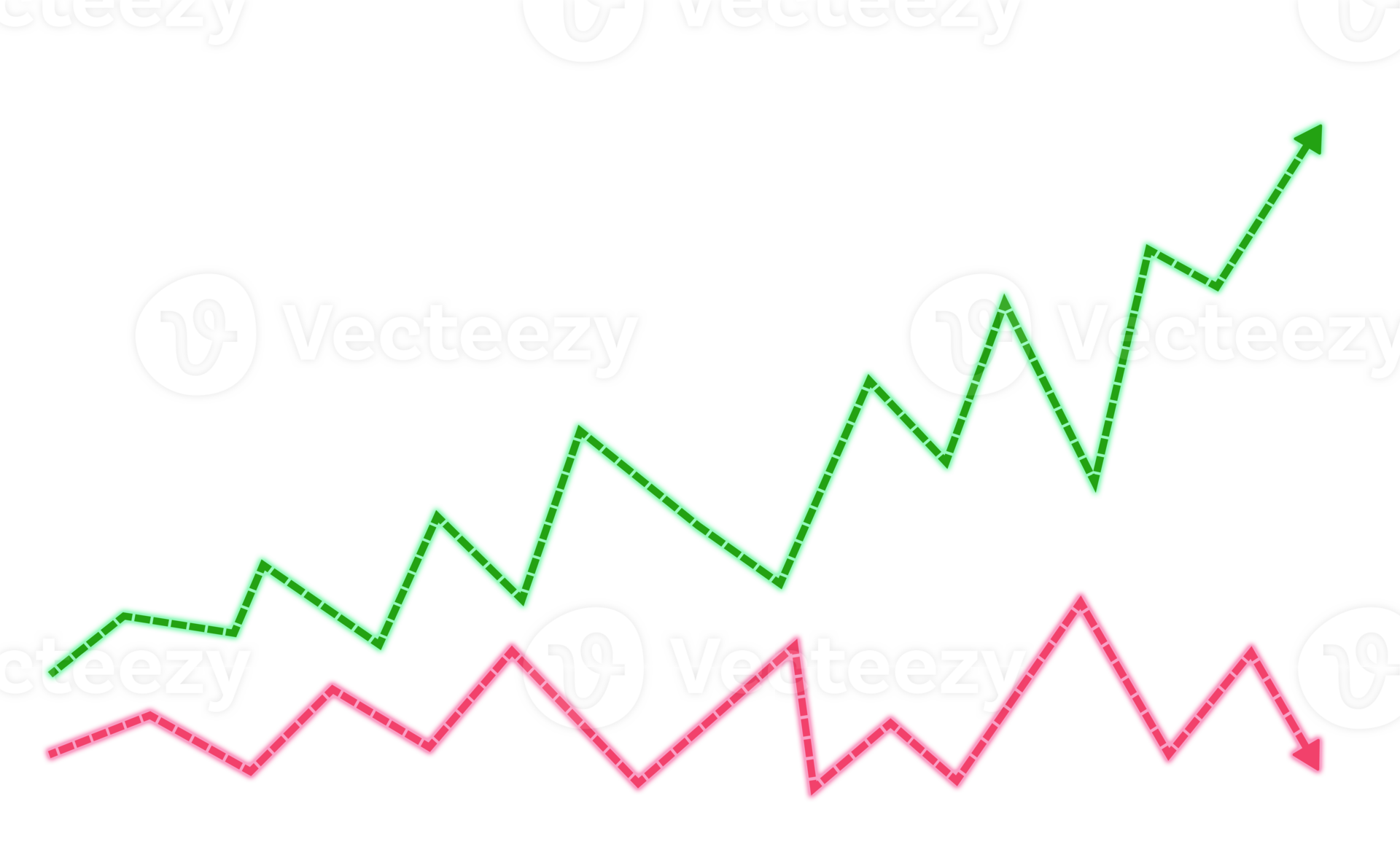 Financial graph with blue and, red pointers, Business strategy, Business concept, Price increase ...