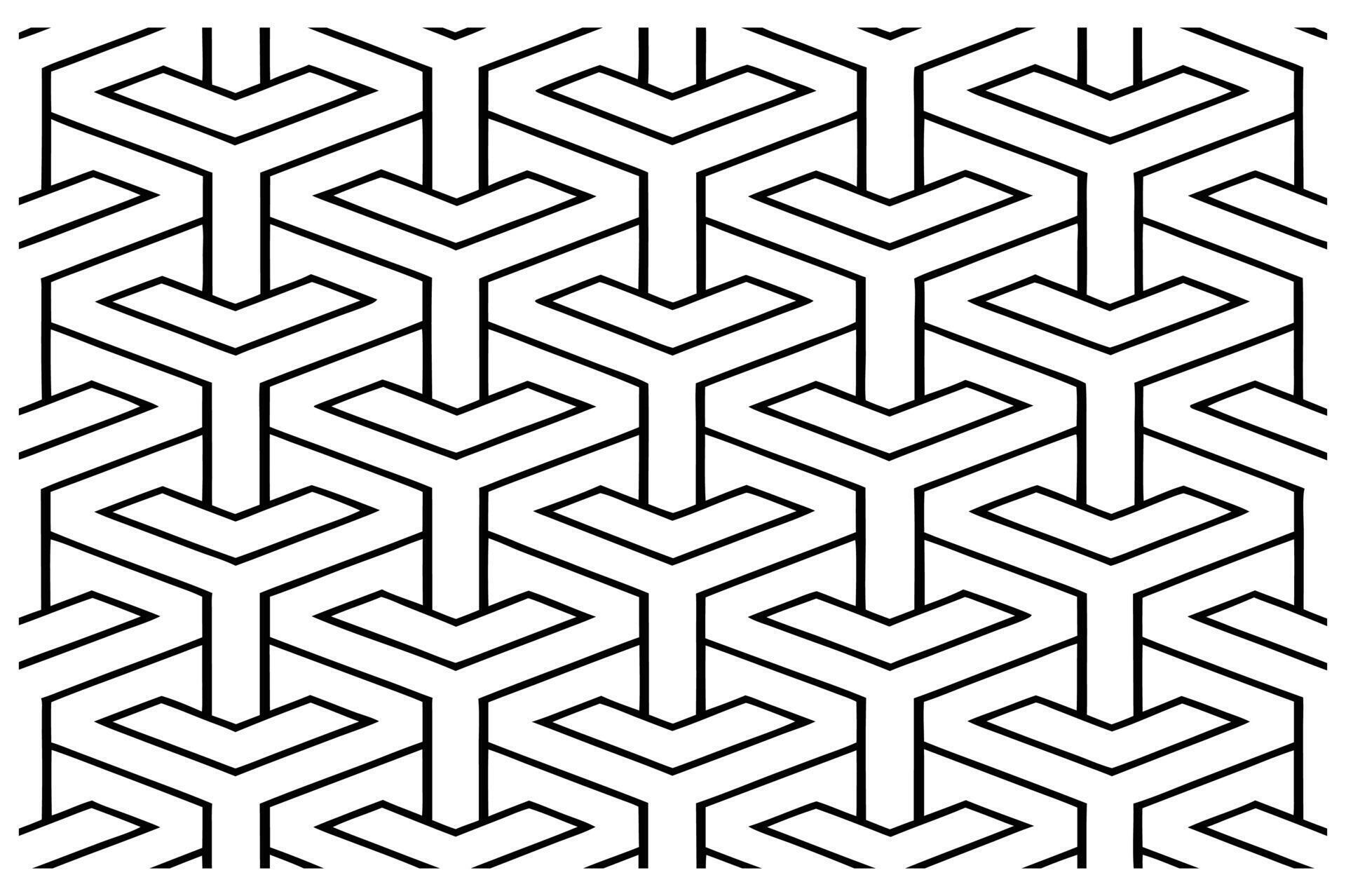Black and White Geometric Pattern with Interlocking Shapes 55336687 ...