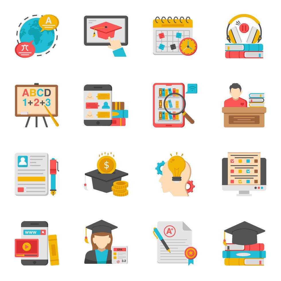 Pack of E-Learning Icons 55337581 Vector Art at Vecteezy
