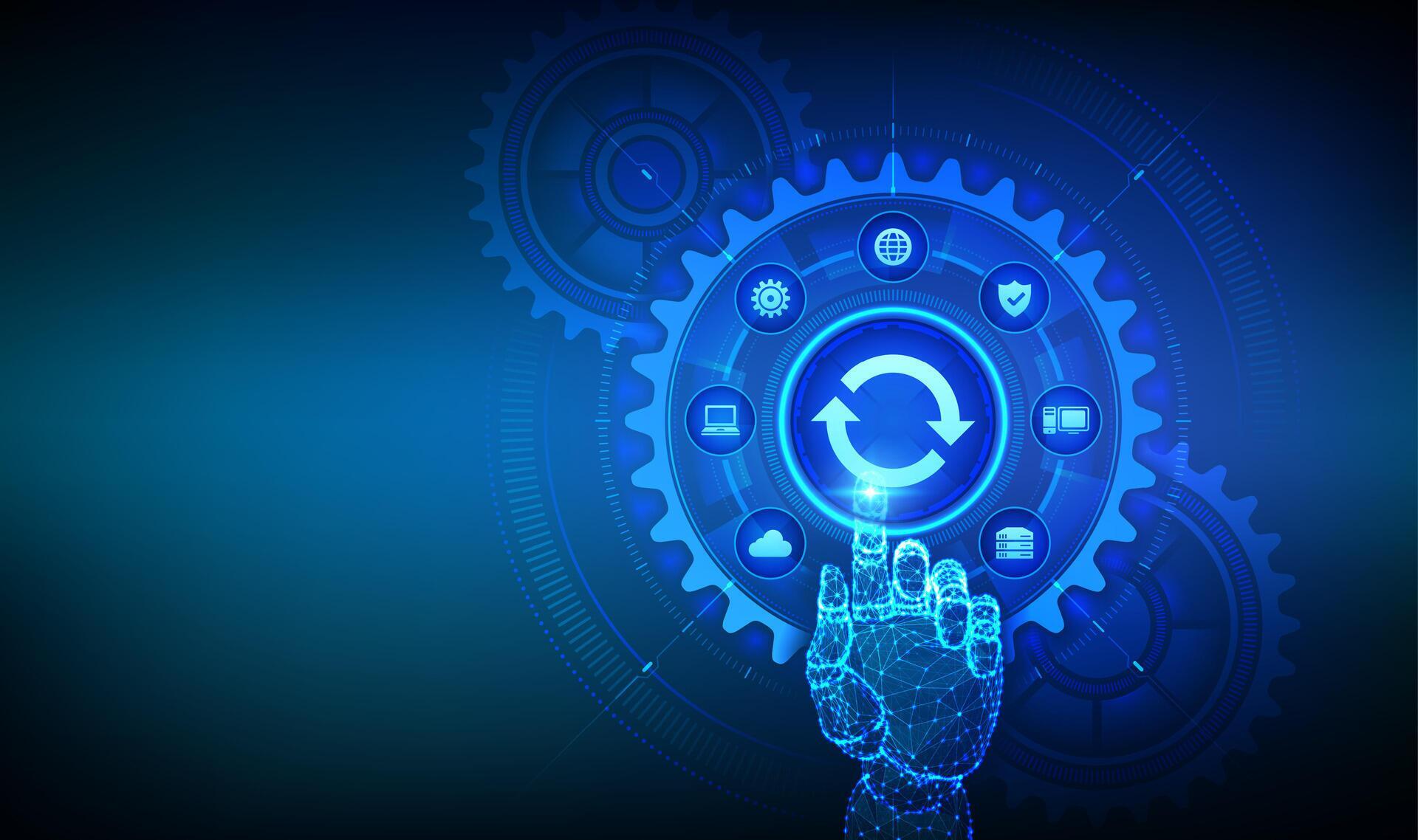 Update Software Upgrade Software Version Concept On Virtual Screen Computer Program Upgrade