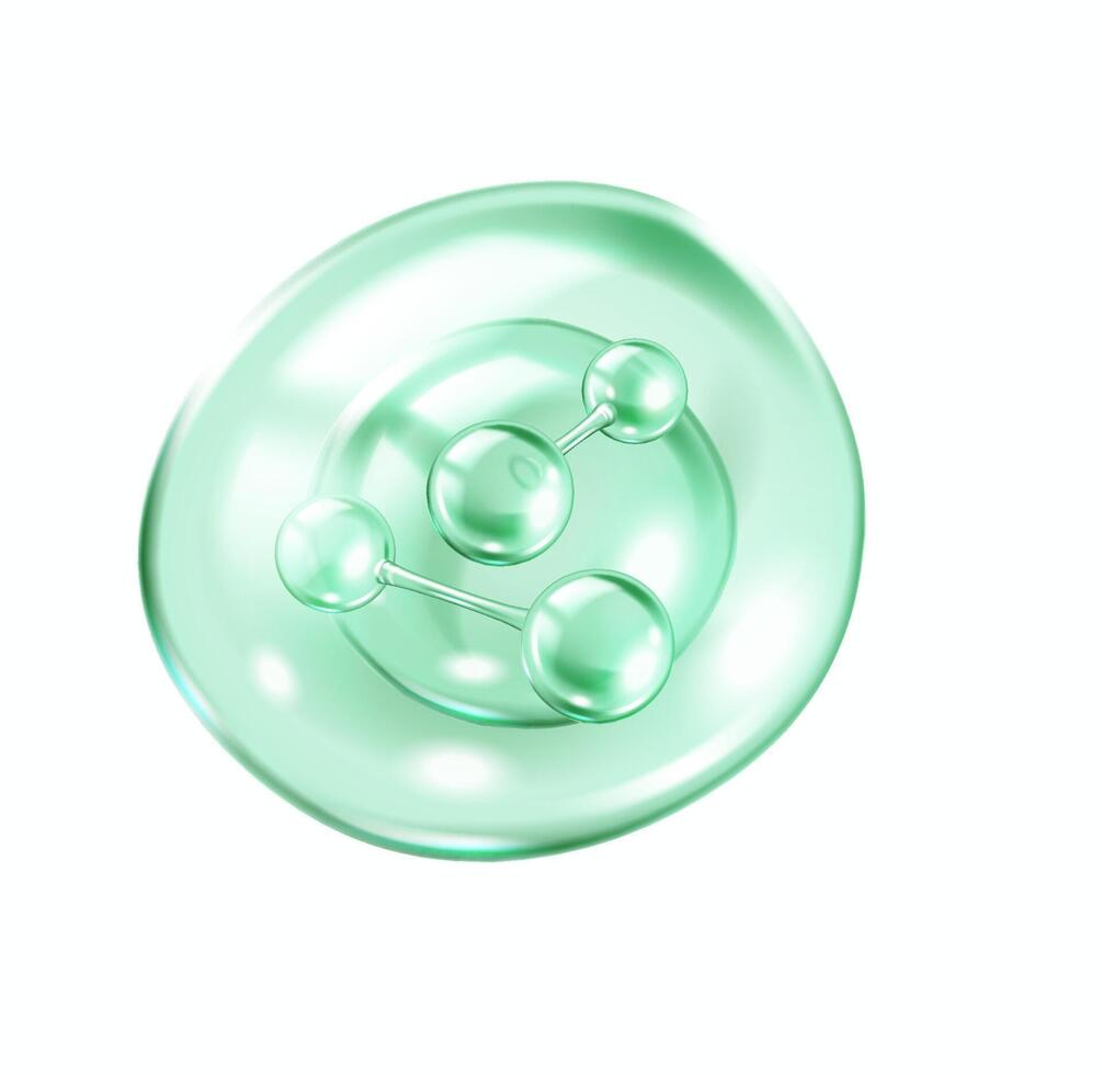Interconnected Collagen Spheres Floating Inside Green Membrane