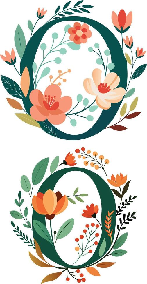 floral letra monograma o clipart 55344826 Vector en Vecteezy