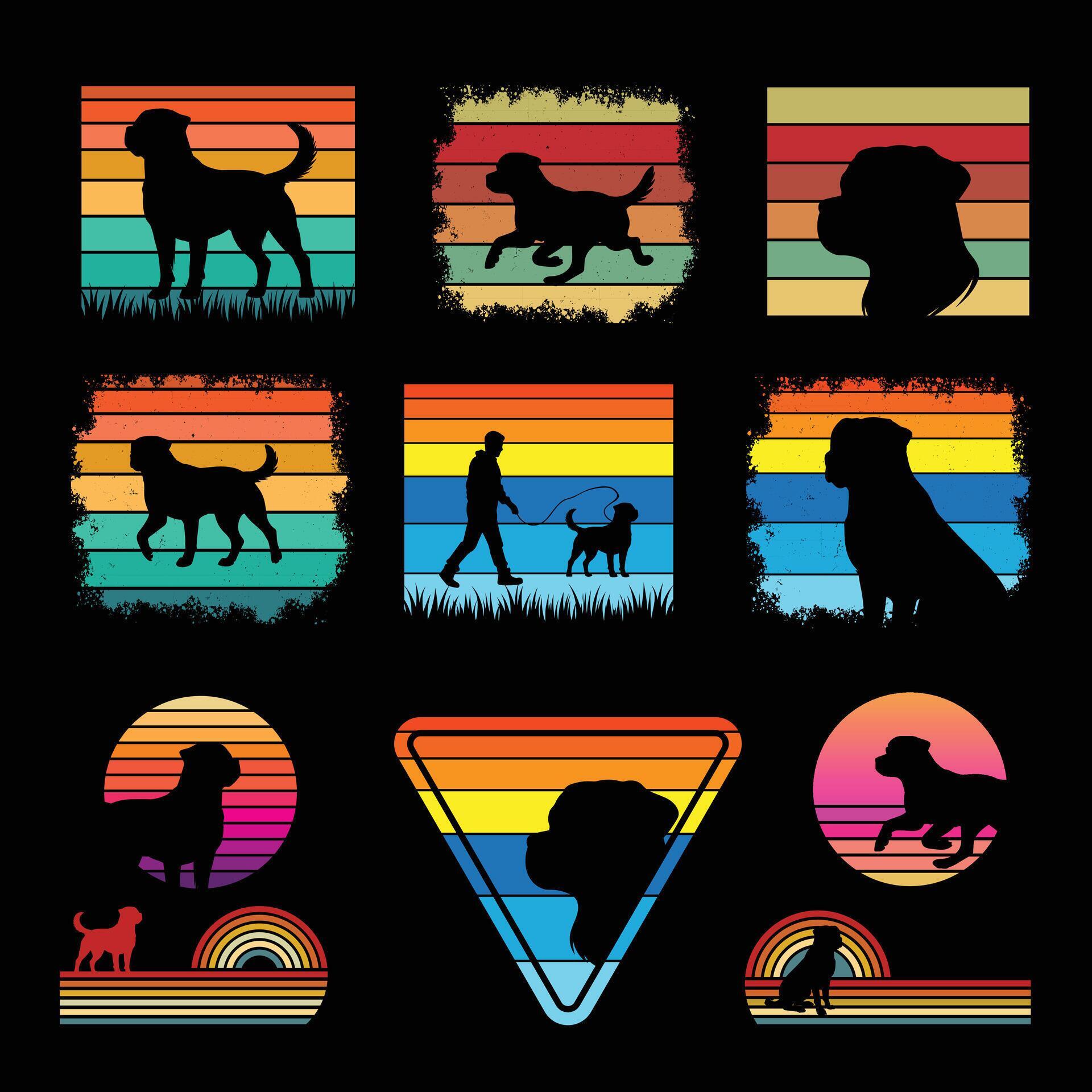 Sunset Retro Artwork Featuring Rottweiler Dog Silhouette Bundle 55348505 Vector Art at Vecteezy