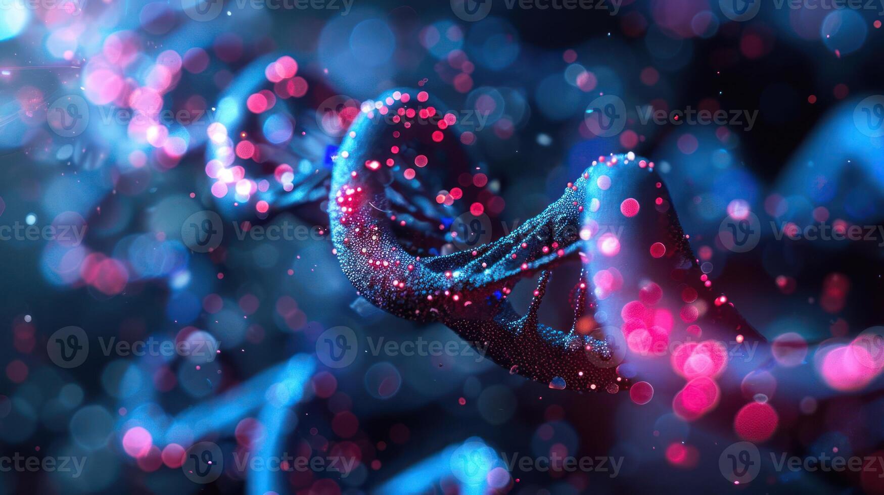 Abstract Representation Of Dna Strands With Vibrant Colors And Glowing
