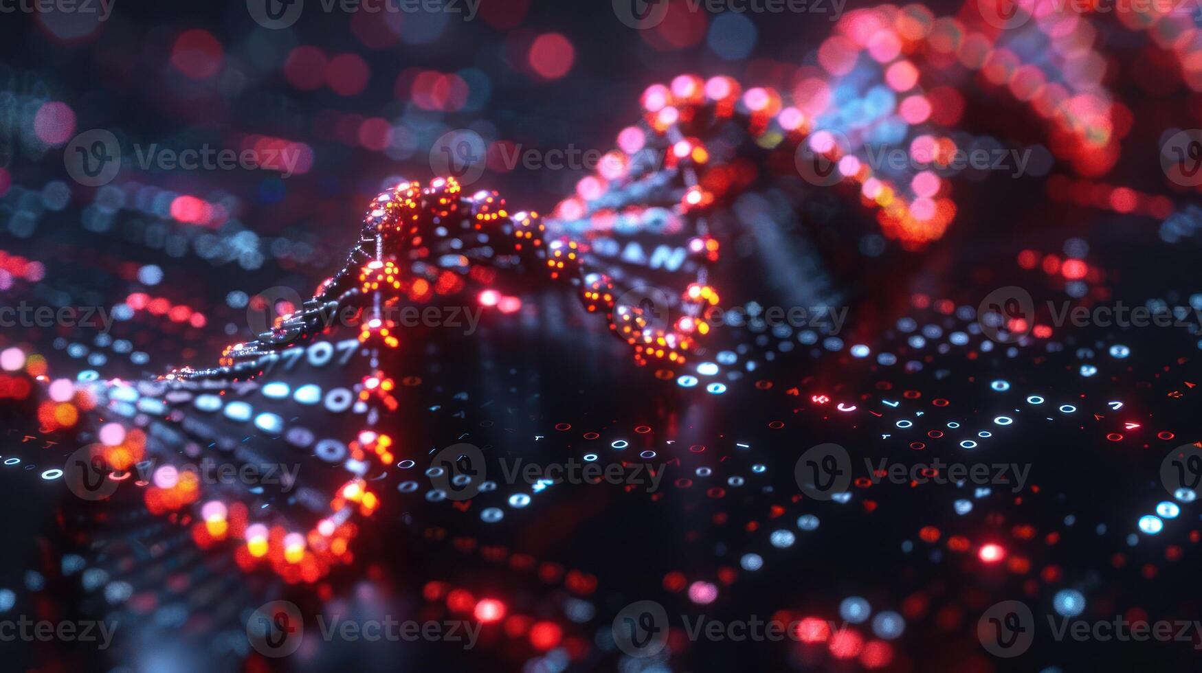Abstract Digital Representation Of Dna Structure With Glowing Particles