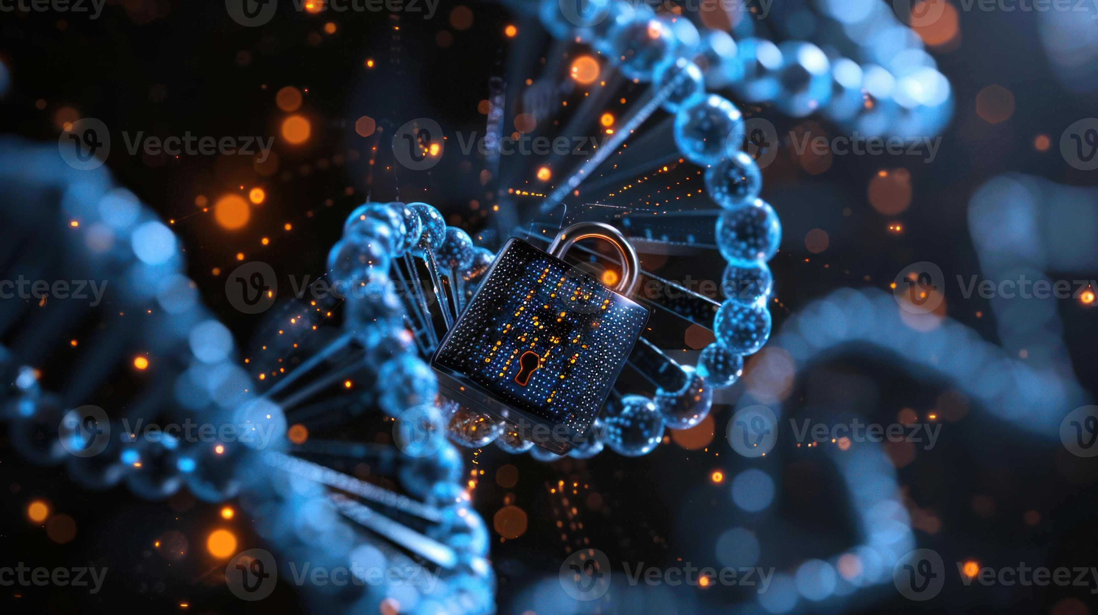 Intricate Digital Representation Of Dna Strands With A Secure Lock