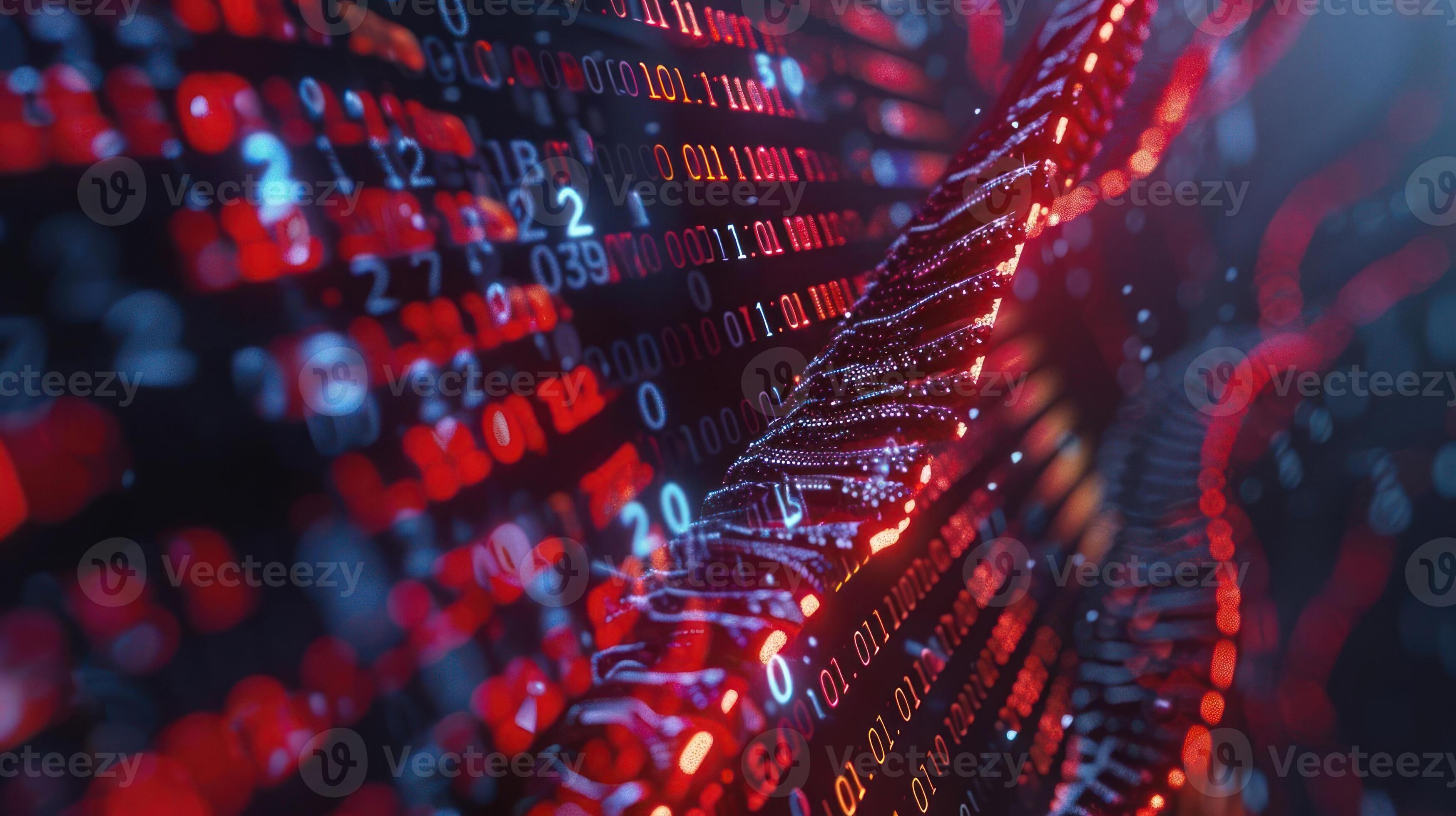 Abstract Representation Of Digital Data Flow With Binary Code And Glowing Red Elements 55370638