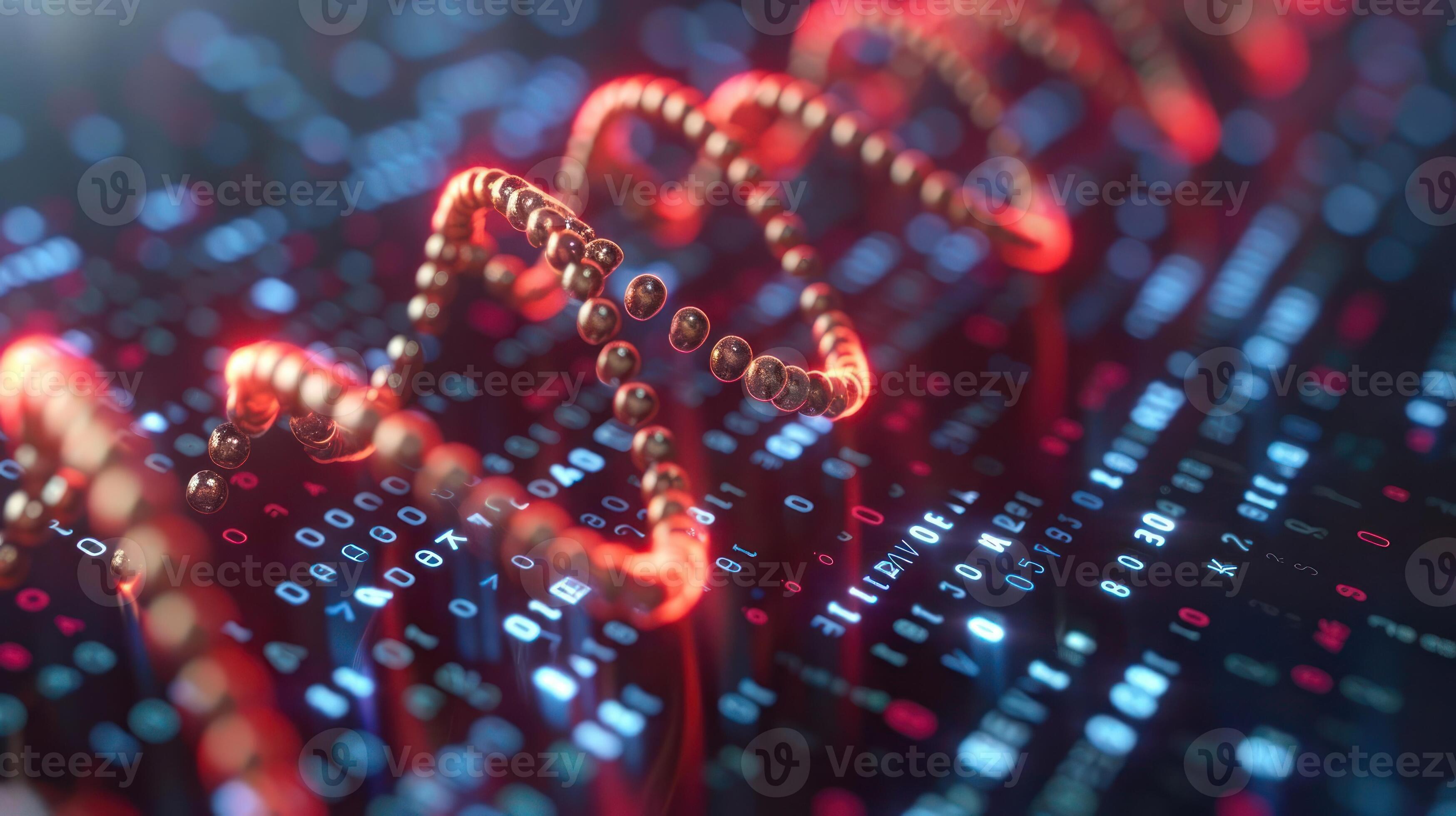Abstract Visualization Of Digital Data Flow With Glowing Binary Code