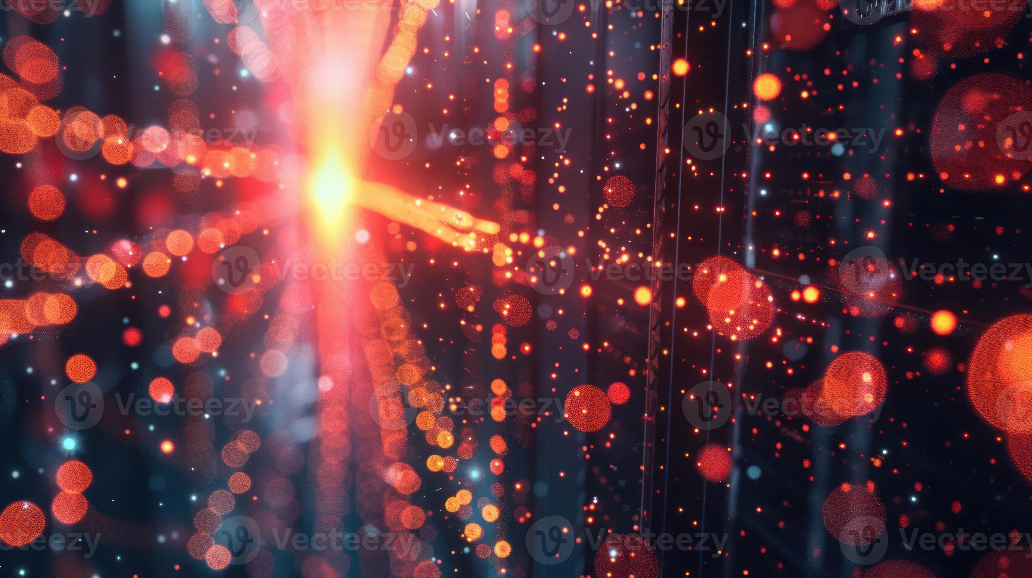 Abstract Representation Of Digital Data Flow With Vibrant Particles In A Server Environment