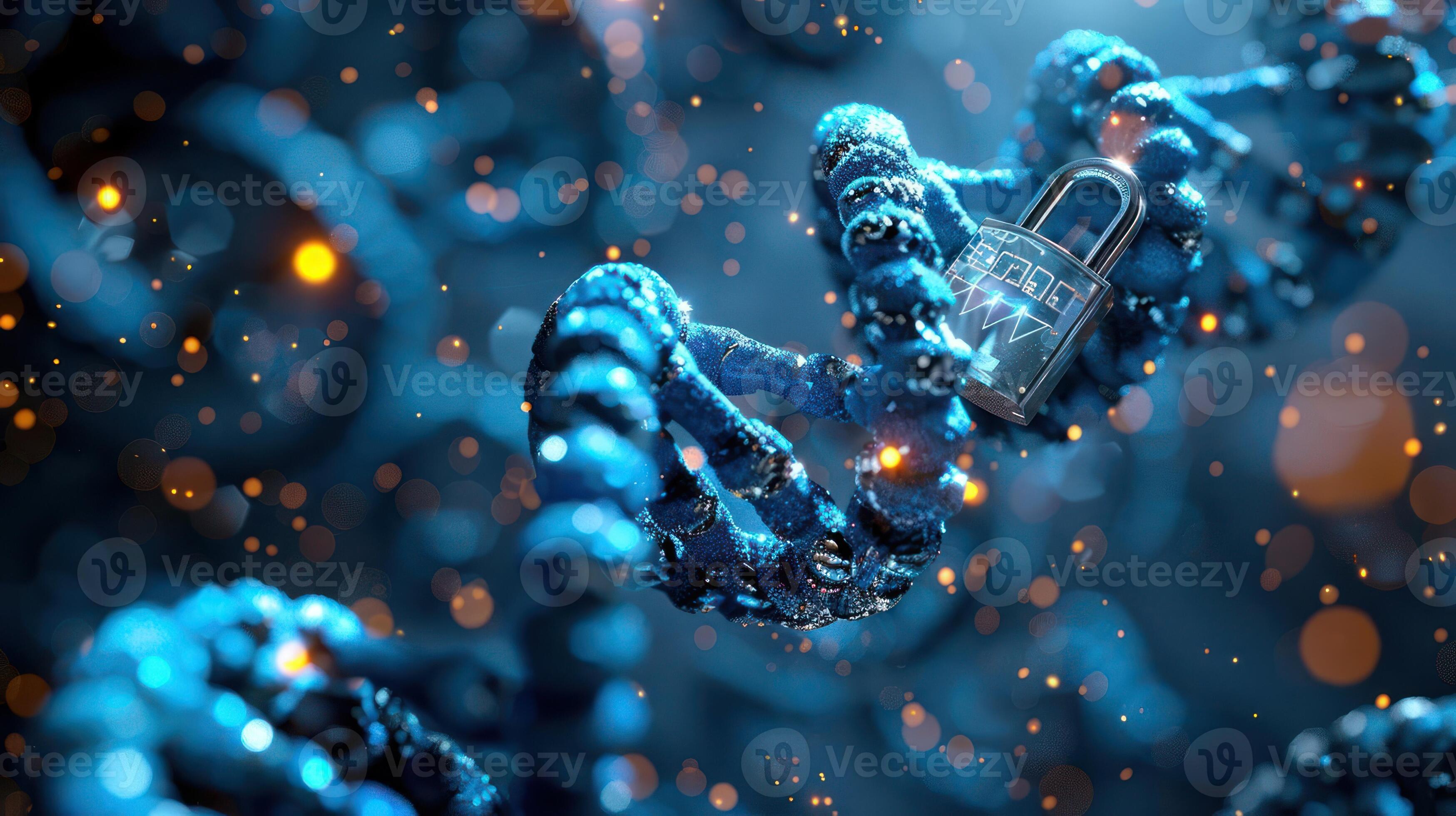 Abstract Representation Of Secure Data Encryption With Chains And A