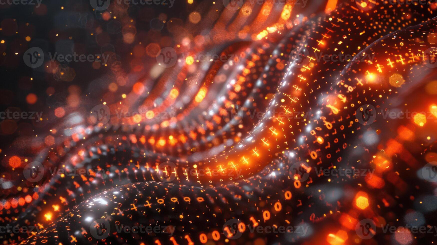 Abstract digital wave pattern featuring glowing binary code and vibrant ... Abstract digital wave pattern featuring glowing binary code and vibrant ...