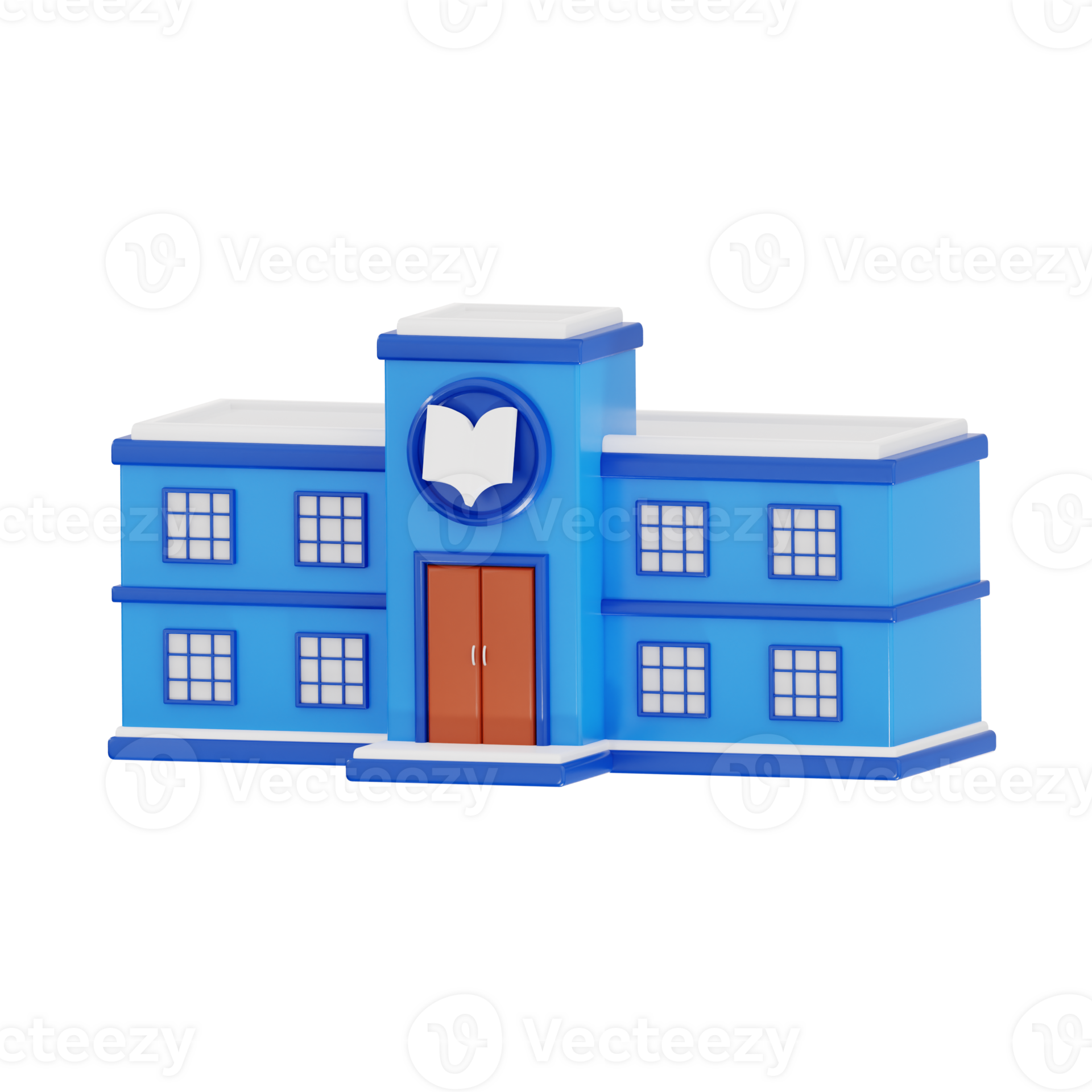 3D Blue School Building with Book Symbol 55374289 PNG