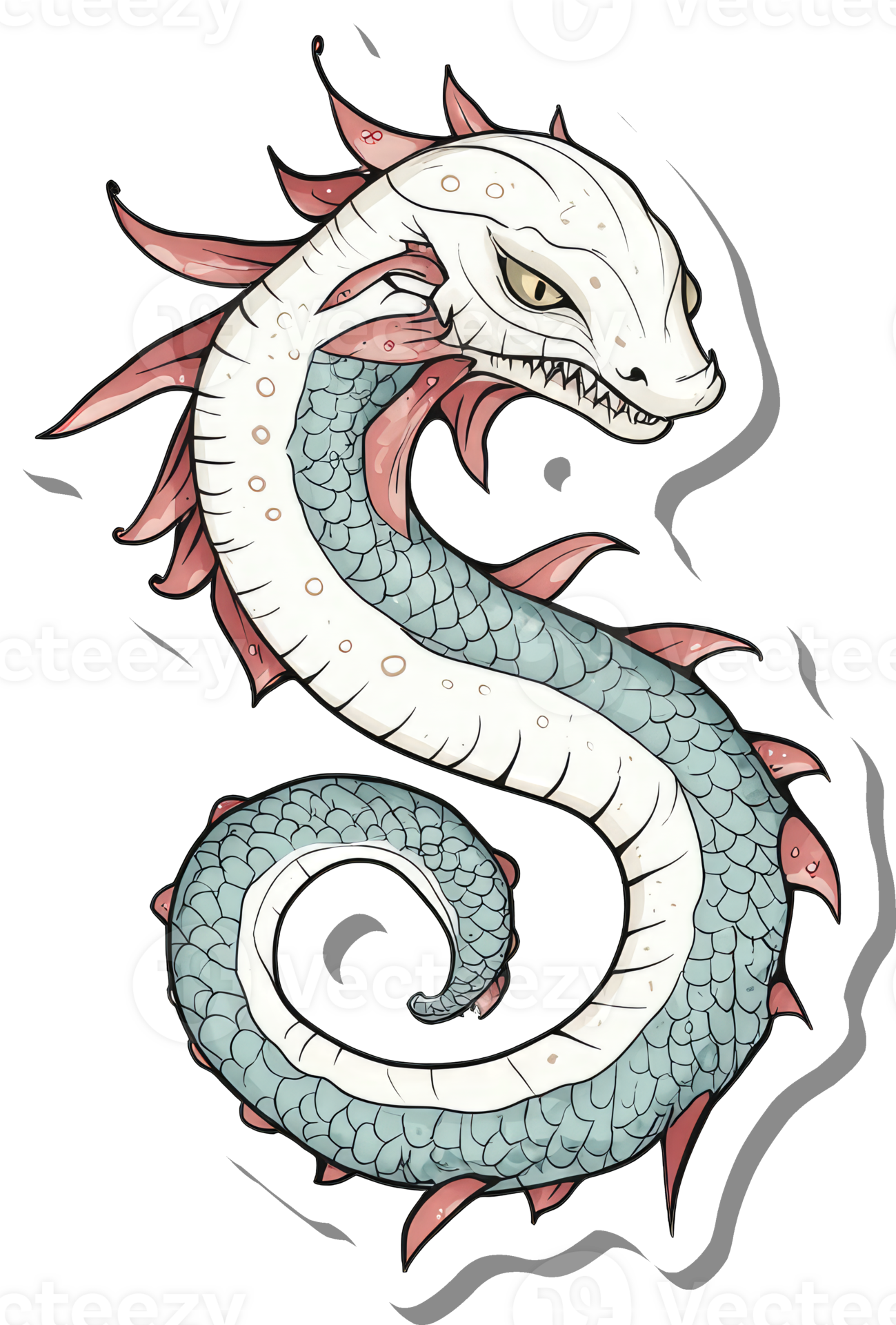 Serpentine Creature with Scaled Body and Fins 55381021 PNG