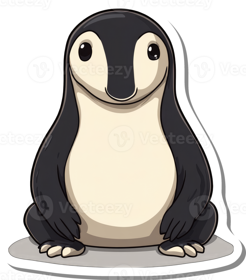 Adorable Cartoon Penguin Sitting Happily 55381957 PNG