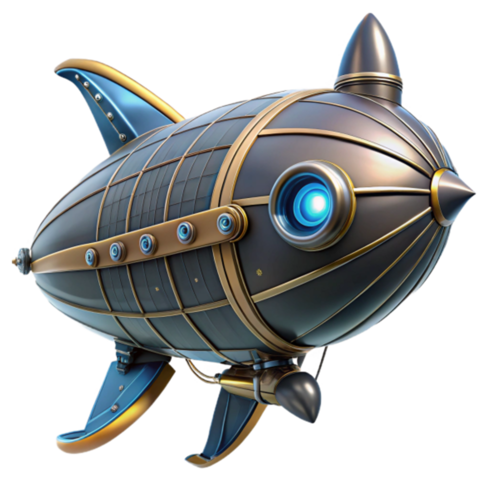 Steampunk Airship 3d Render Futuristic Retro Spaceship Illustration 55385795 Png