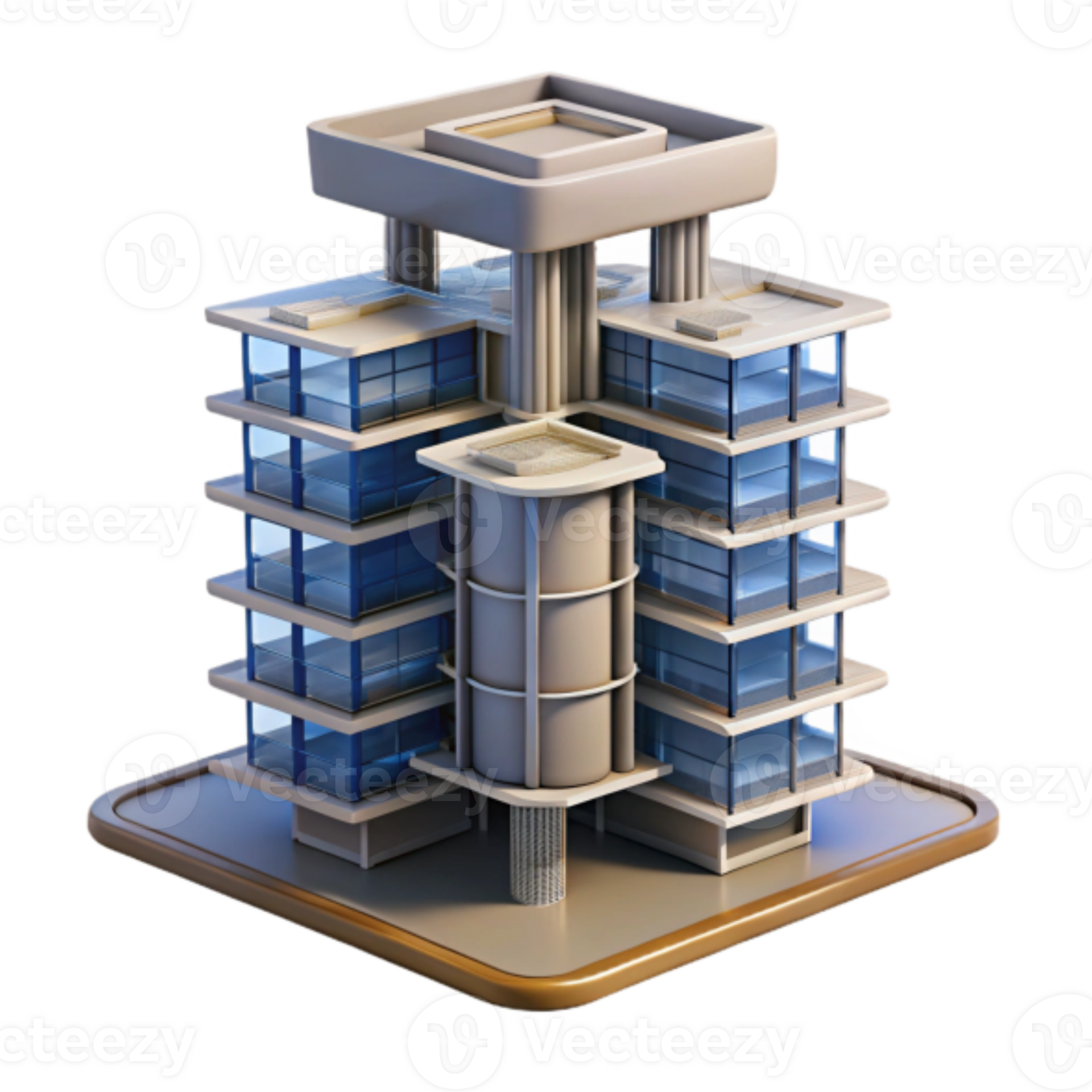 Modern Apartment Building 3D Model Render, Isometric View 55386622 PNG