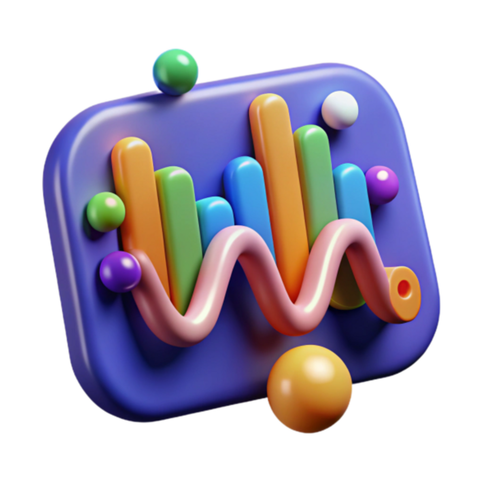 Vibrant 3D Render of Colorful Data Visualization Chart with Abstract ...