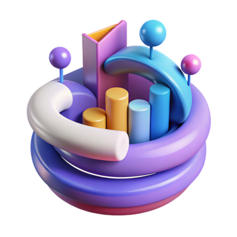 Abstract 3d Render Of Colorful Geometric Shapes Intertwined 55387435 Png