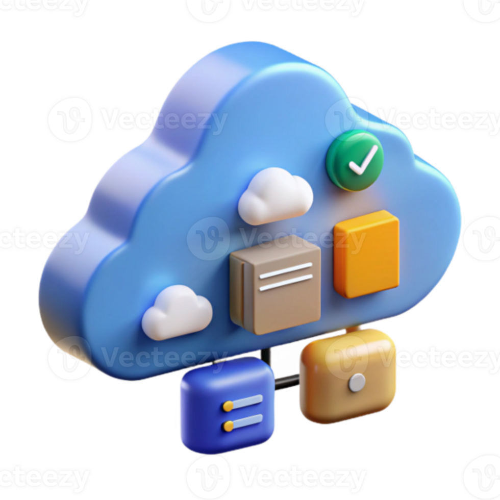 3d Cloud Computing Illustration Data Storage Network 55388031 Png