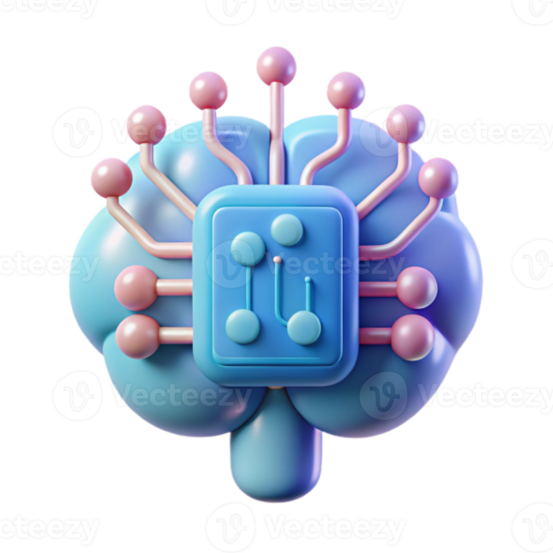 3d Render Of A Brain With Integrated Circuitry Abstract Neural Network