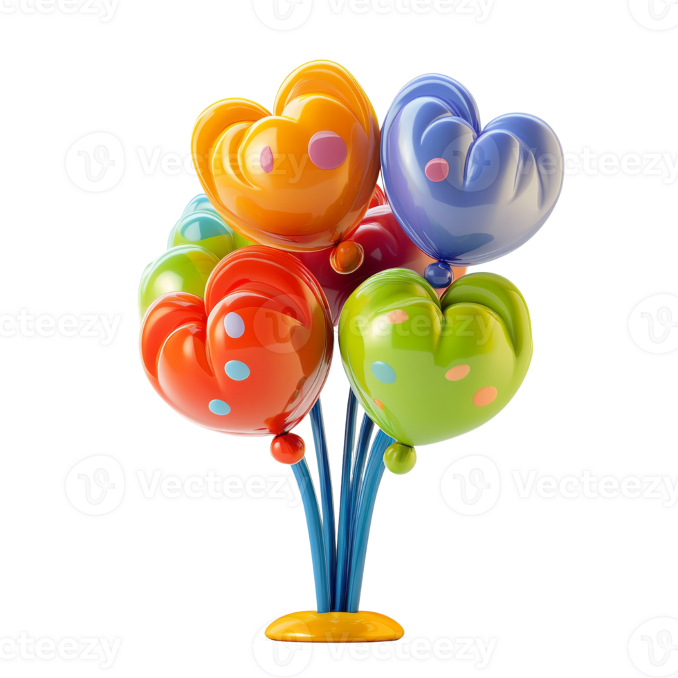 Colorful Heart Shaped Balloons Clustered Together 55390034 PNG
