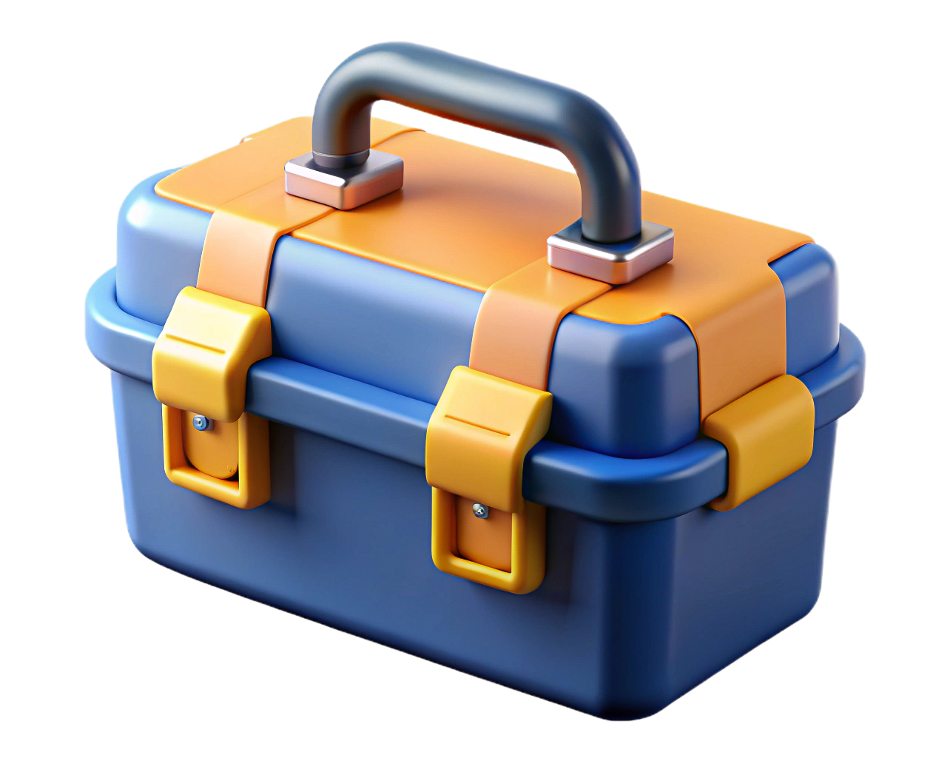 Portable Tool Box Blue Plastic Orange Accents Carry Handle Storage