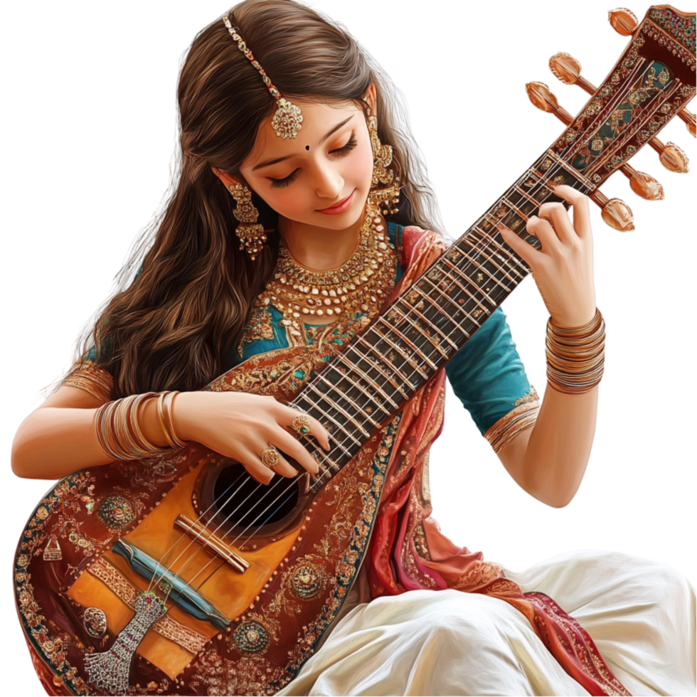 Girl Playing Sitar 55393295 PNG