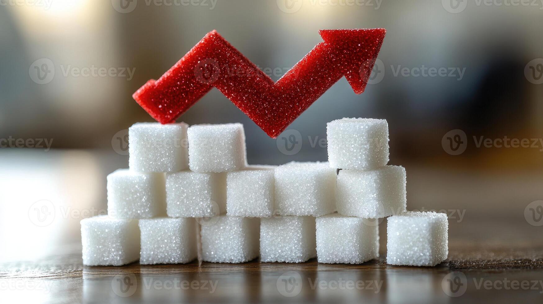 Sugar consumption decrease represented by red arrow and white sugar ...
