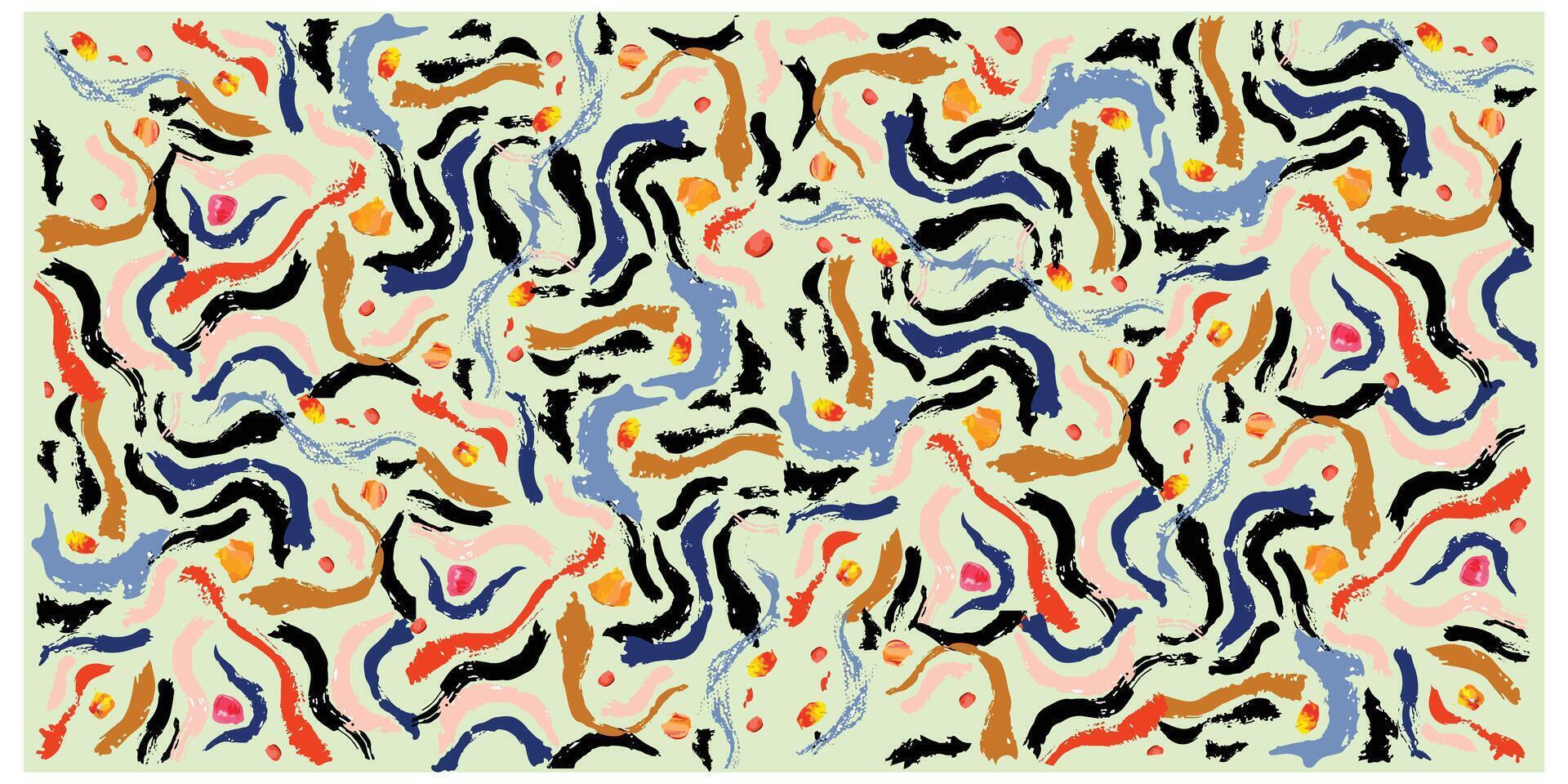 Abstract line texture painting with colorful brushstrokes and dots on a ...