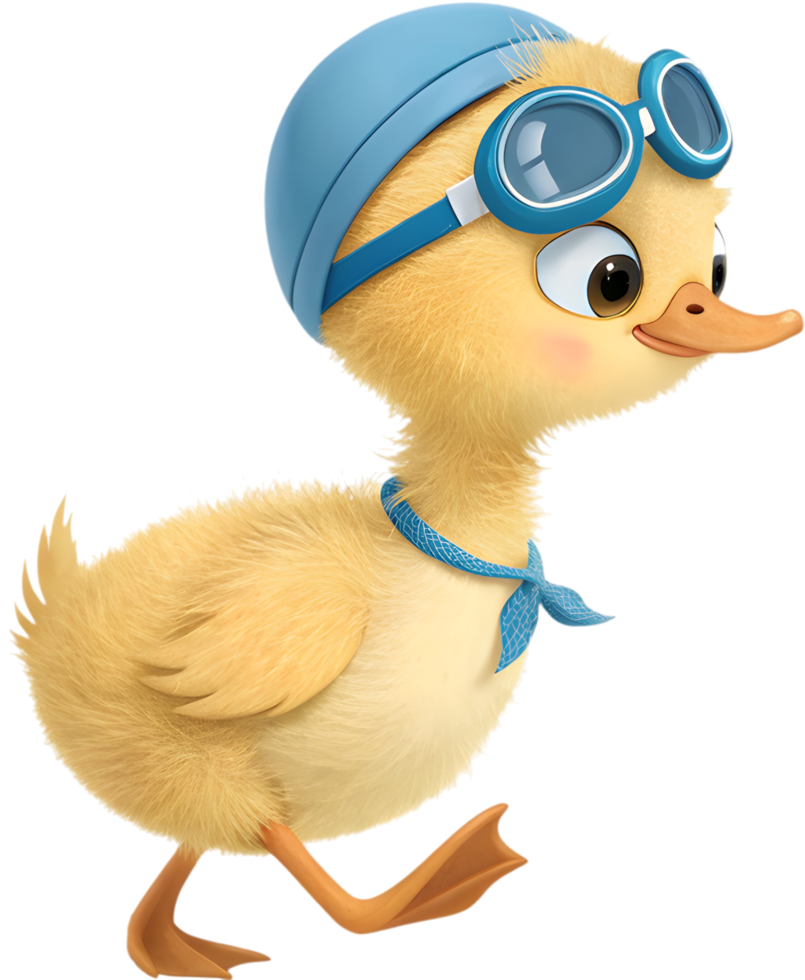 Cute Duckling In Action Pose On The Playing Field 55398017 Png
