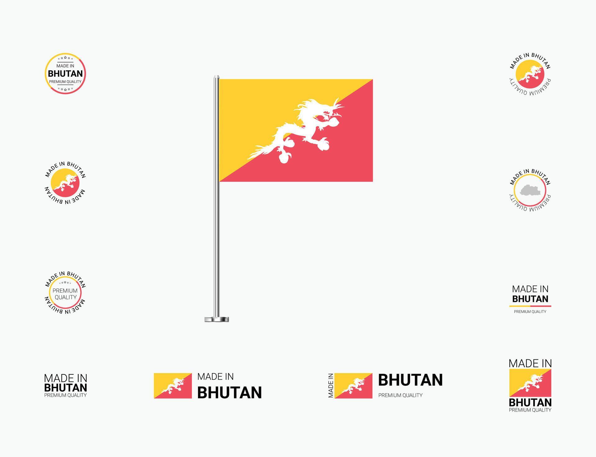 Made in Bhutan Stamps, Flag, Tags, labels, Seals, Icons. Creative ...