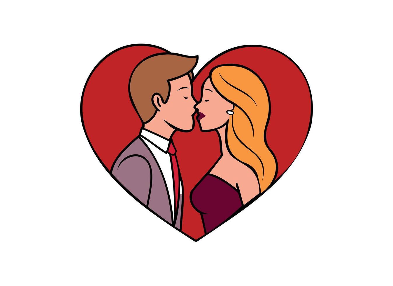 Romantic Couple Kiss Illustration in Heart 55399612 Vector Art at Vecteezy