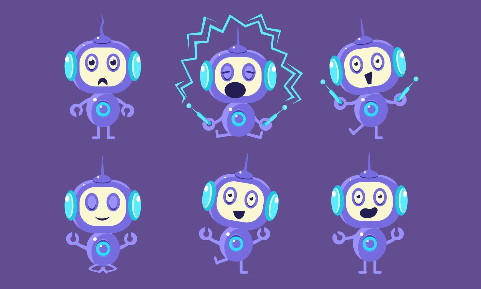 Cute Robot Character Set, Adorable Robotics Showing Different Emotions Illustration 55401941 ...