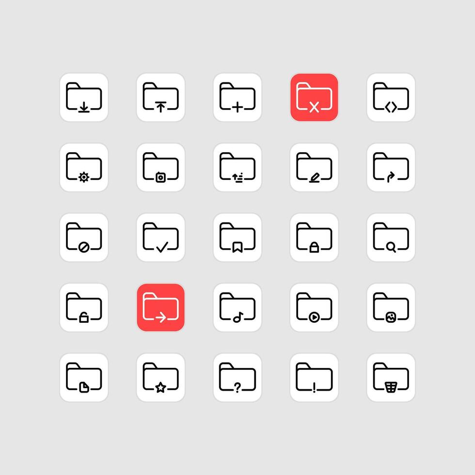 25 Collection of Folder Icons with Line Style 55406811 Vector Art at ...