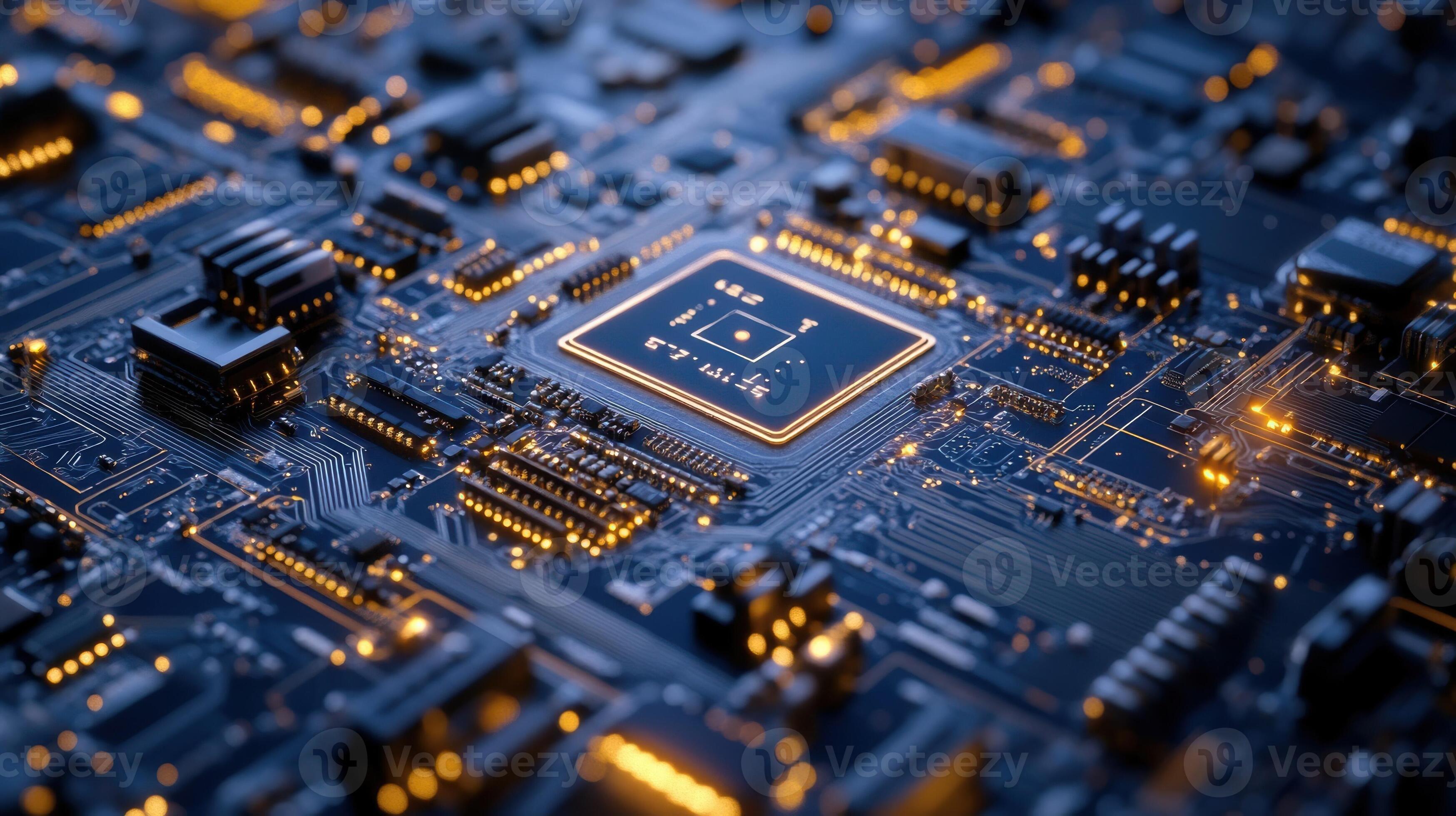An intricate layout of printed circuit boards inside a device with highlighted components ...