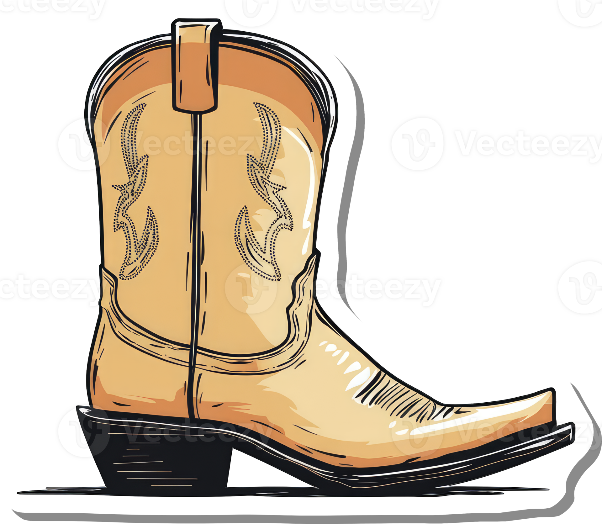 A Tan Leather Cowboy Boot Design Illustration 55448033 PNG