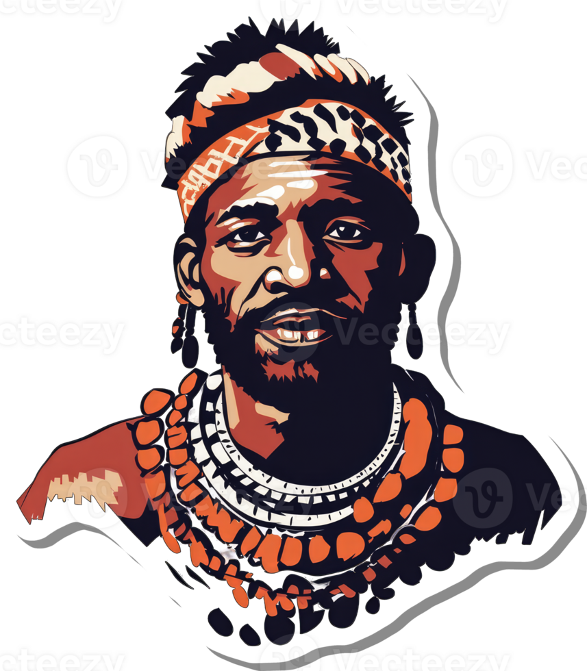 A striking portrait of a tribal man adorned with intricate jewelry 55448164 PNG