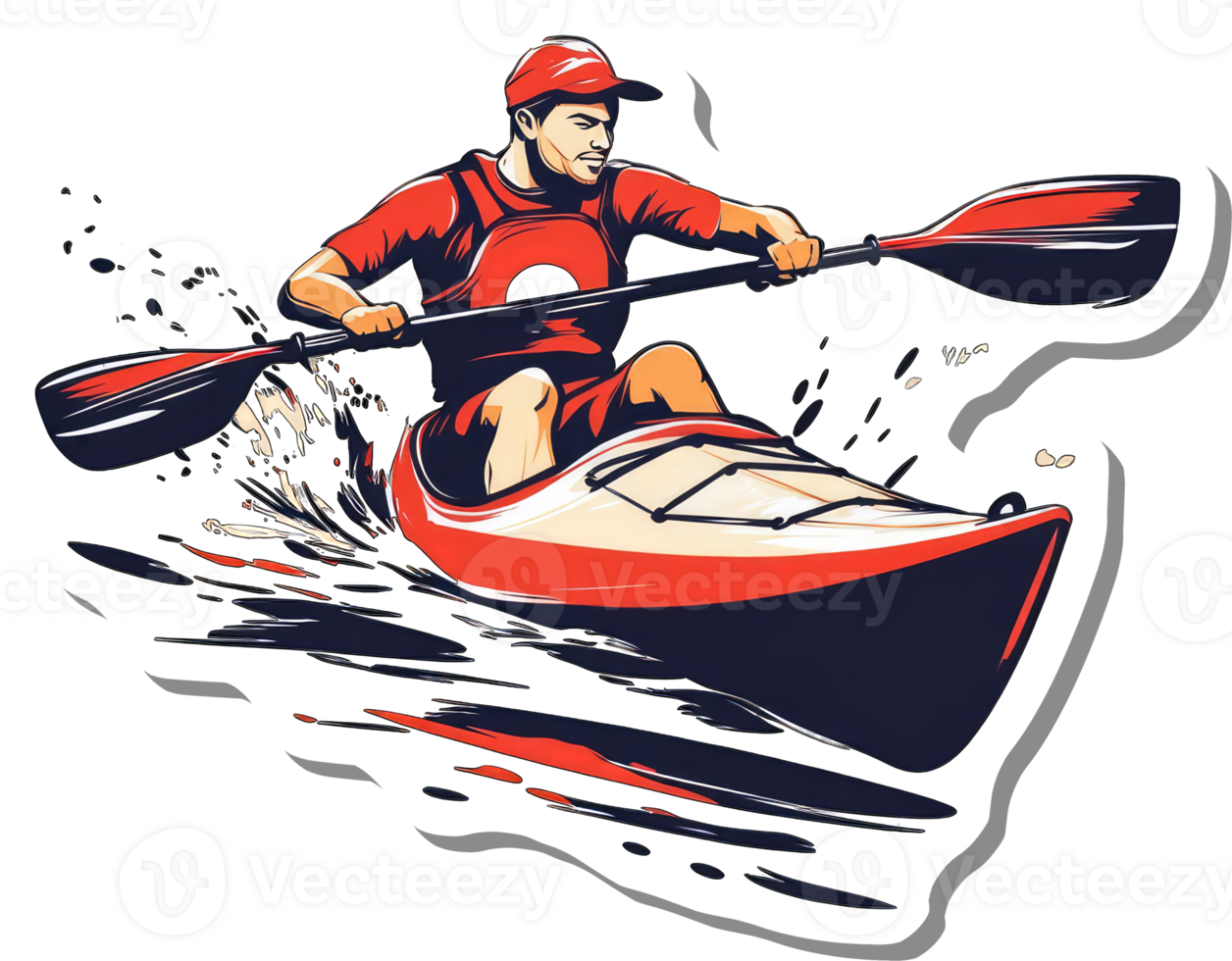 Kayaker Paddling Energetically Through Water Spray 55448224 PNG