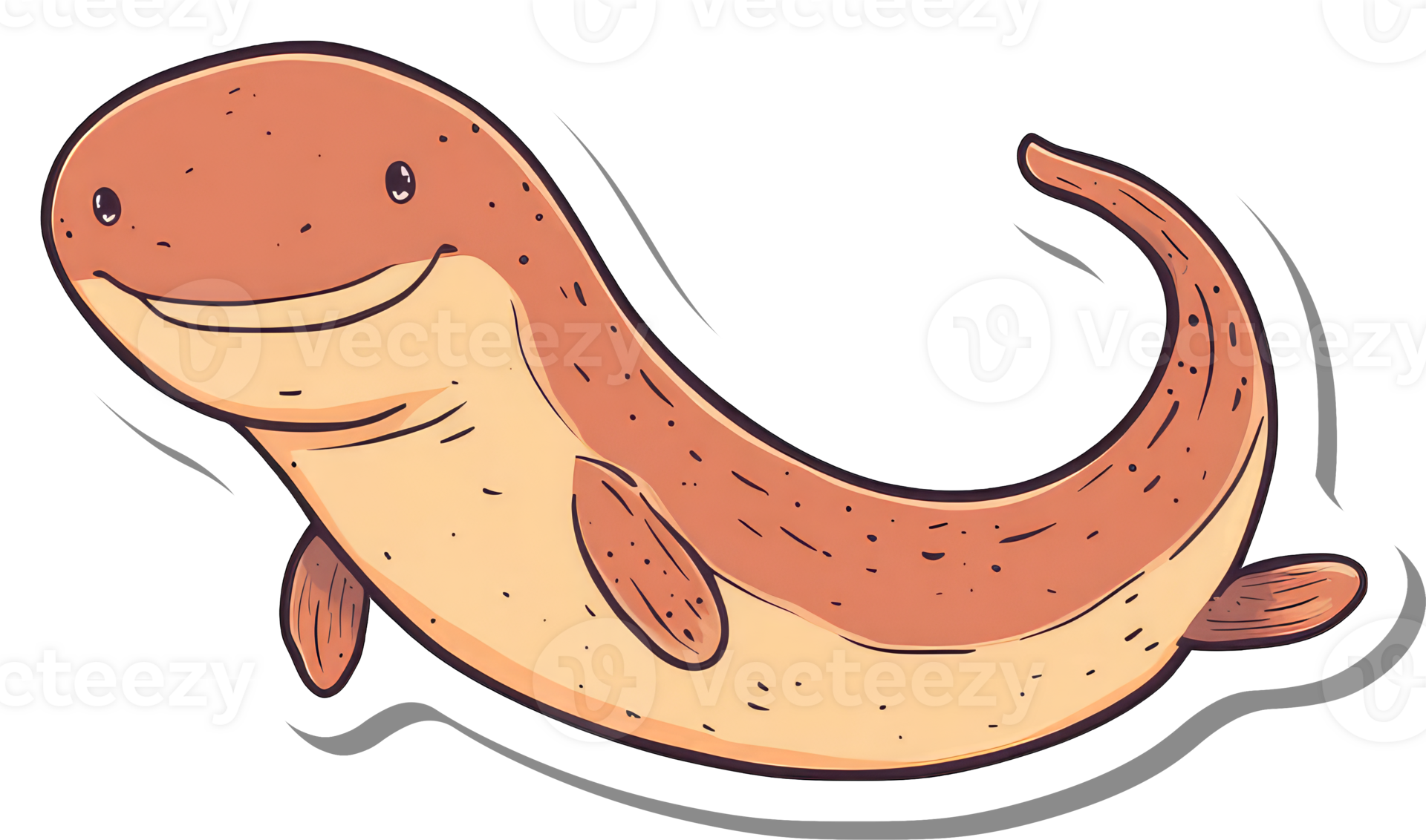 Happy Cartoon Fish Swimming Underwater Scene 55448252 PNG