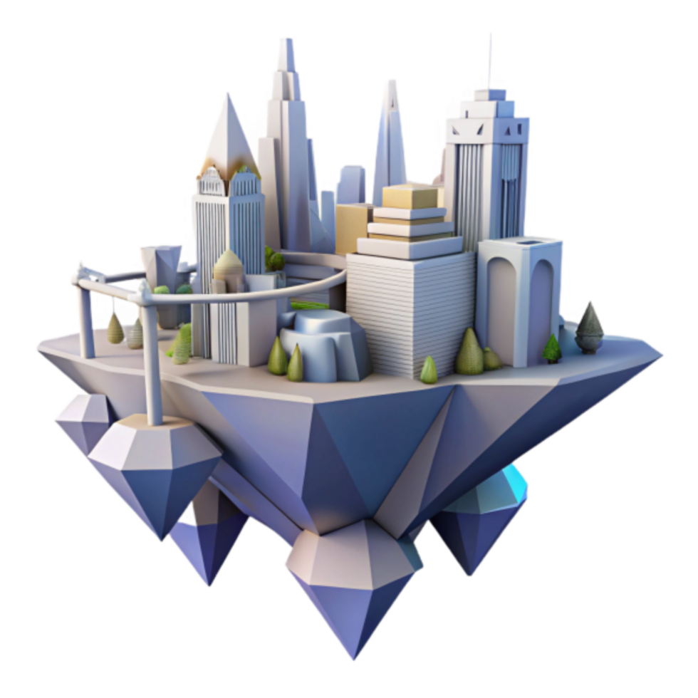 Floating City Island 3D Render Illustration 55448587 PNG
