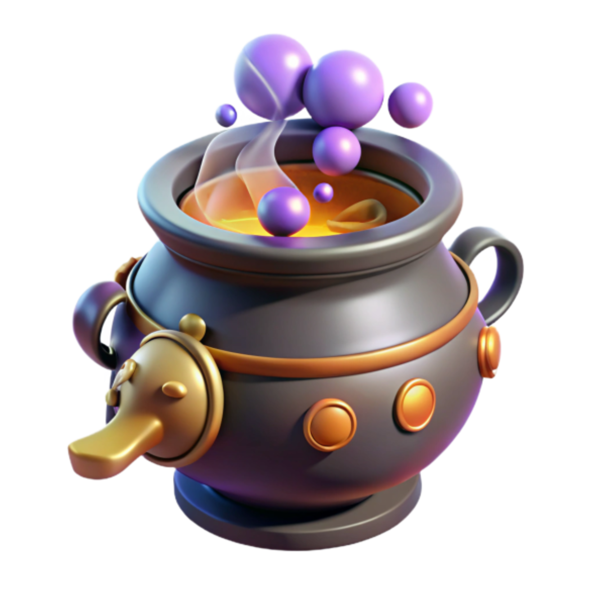 3D of a Magical Cauldron with Bubbling Potion 55448772 PNG