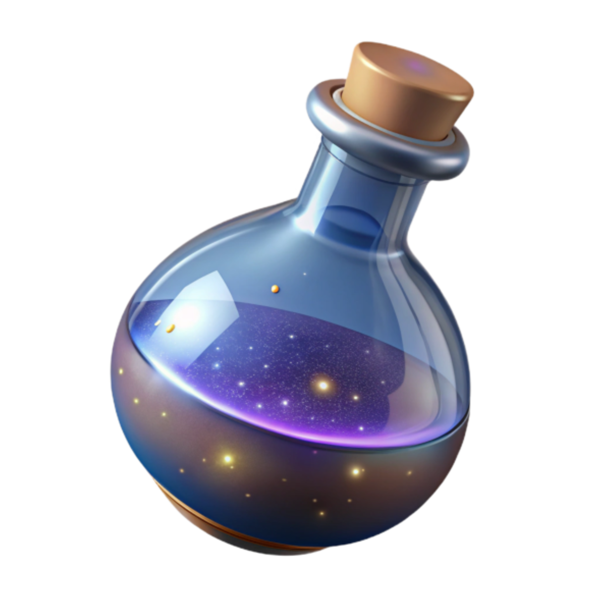 3D Render Cosmic Potion Bottle Illustration Galaxy Nebula Stars Glass Cork 55448843 PNG