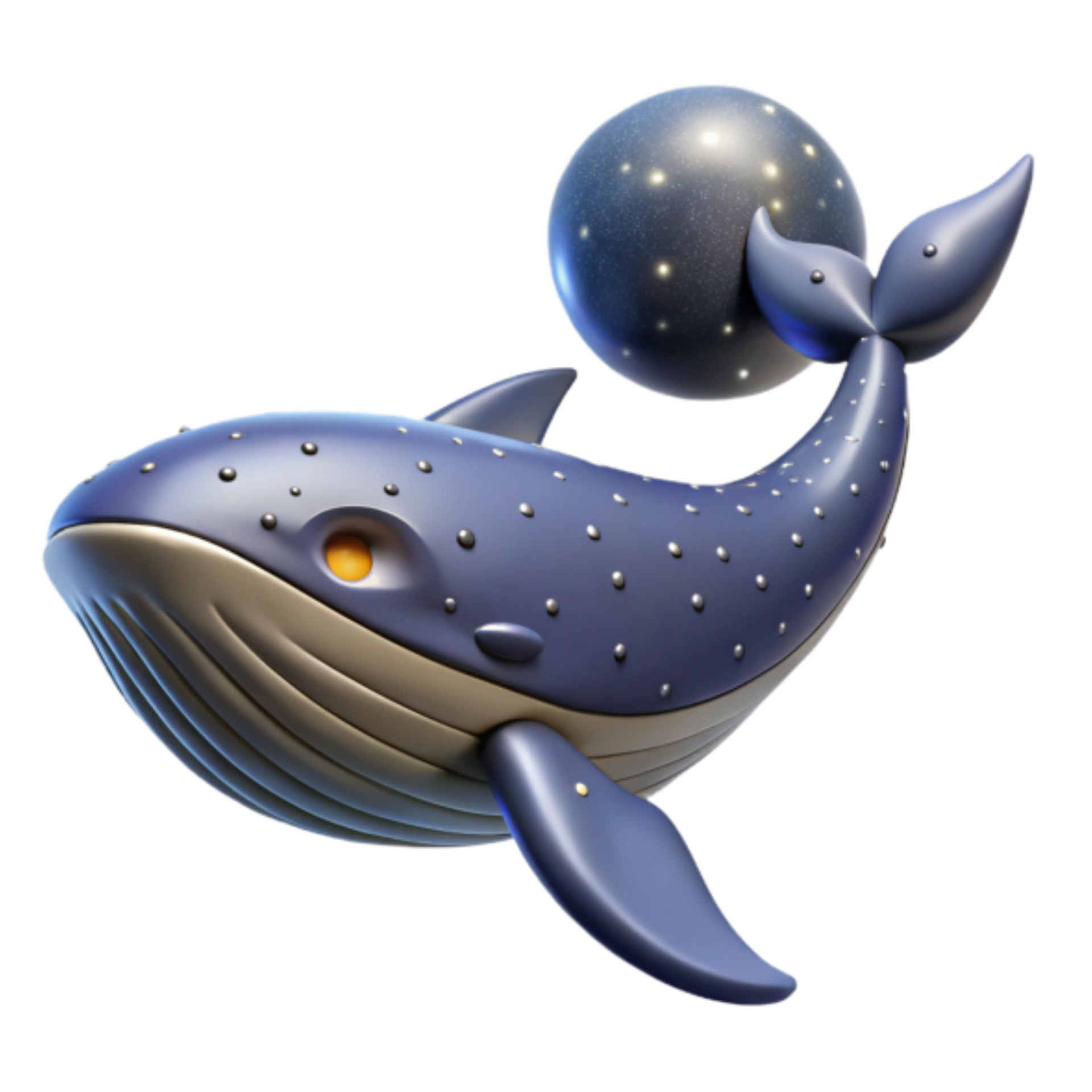 Playful 3D Whale Cartoon Illustration with Celestial Sphere 55448948 PNG