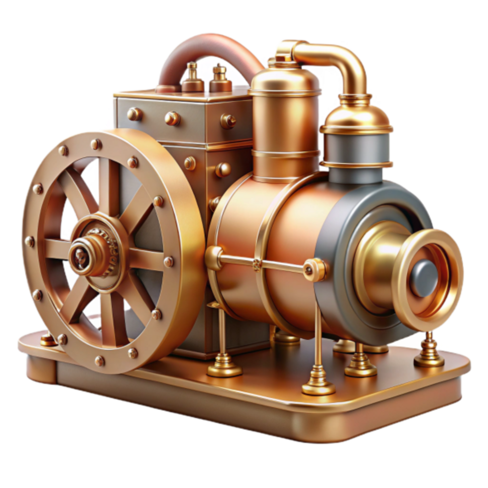 3D Render of Vintage Steam Engine Illustration, Detailed Machine Design ...