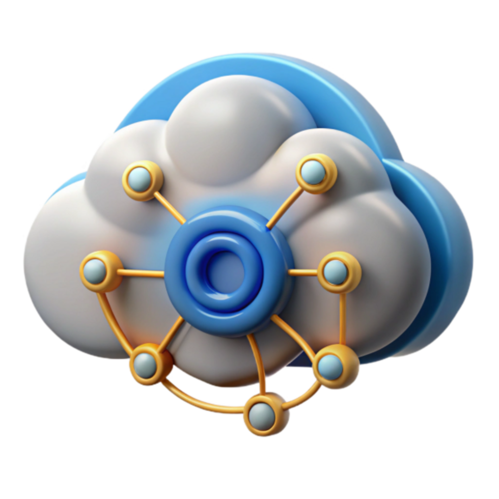 3d Cloud Computing Network Illustration Digital Connectivity Data Storage Cybersecurity