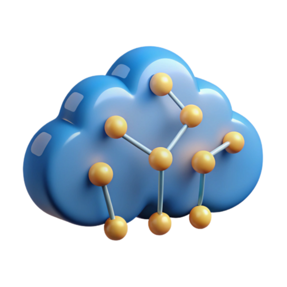 3d Render Cloud Computing Network Illustration Blue Cloud With