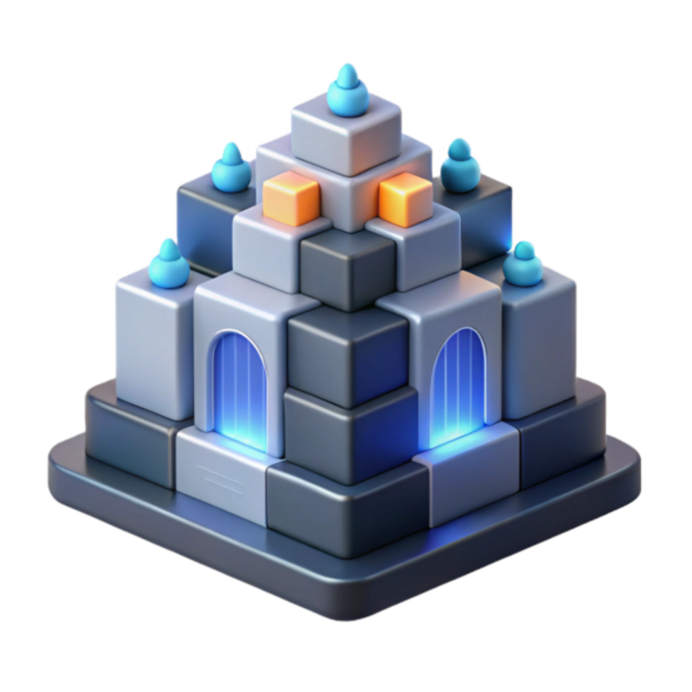 Abstract 3d Render Of A Geometric Pyramid Structure With Glowing Elements 55449132 Png