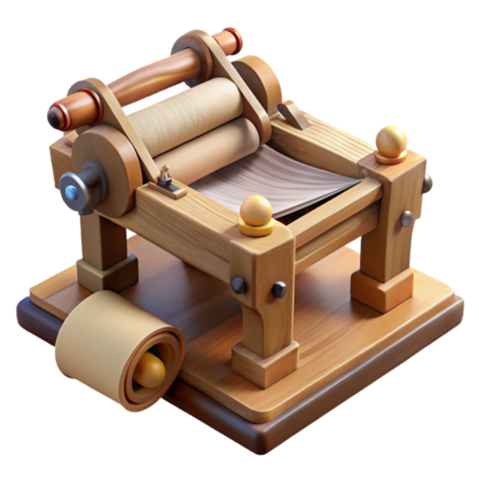 Wooden Paper Rolling Machine 3D Illustration 55449368 PNG wooden-paper-rolling-machine-3d-illustration-55449368-png