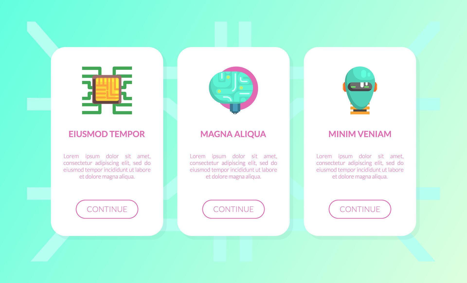 Artificial Intelligence Landing Page Set, Electric Brain, Neural ...